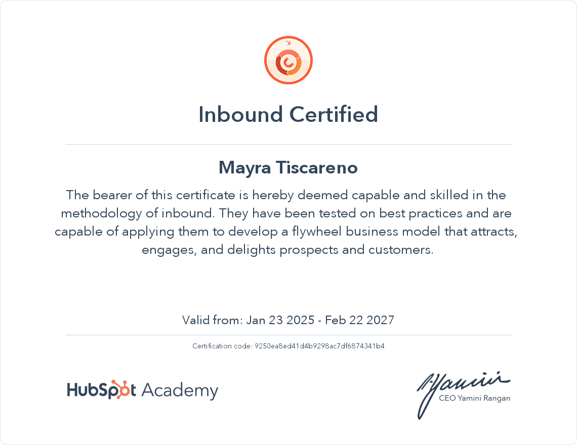 HubSpot Academy Inbound Certification