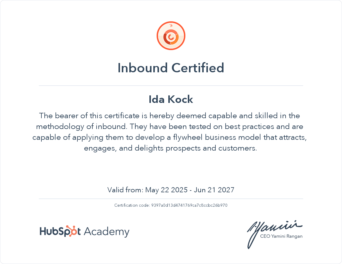 HubSpot Academy Inbound Certification