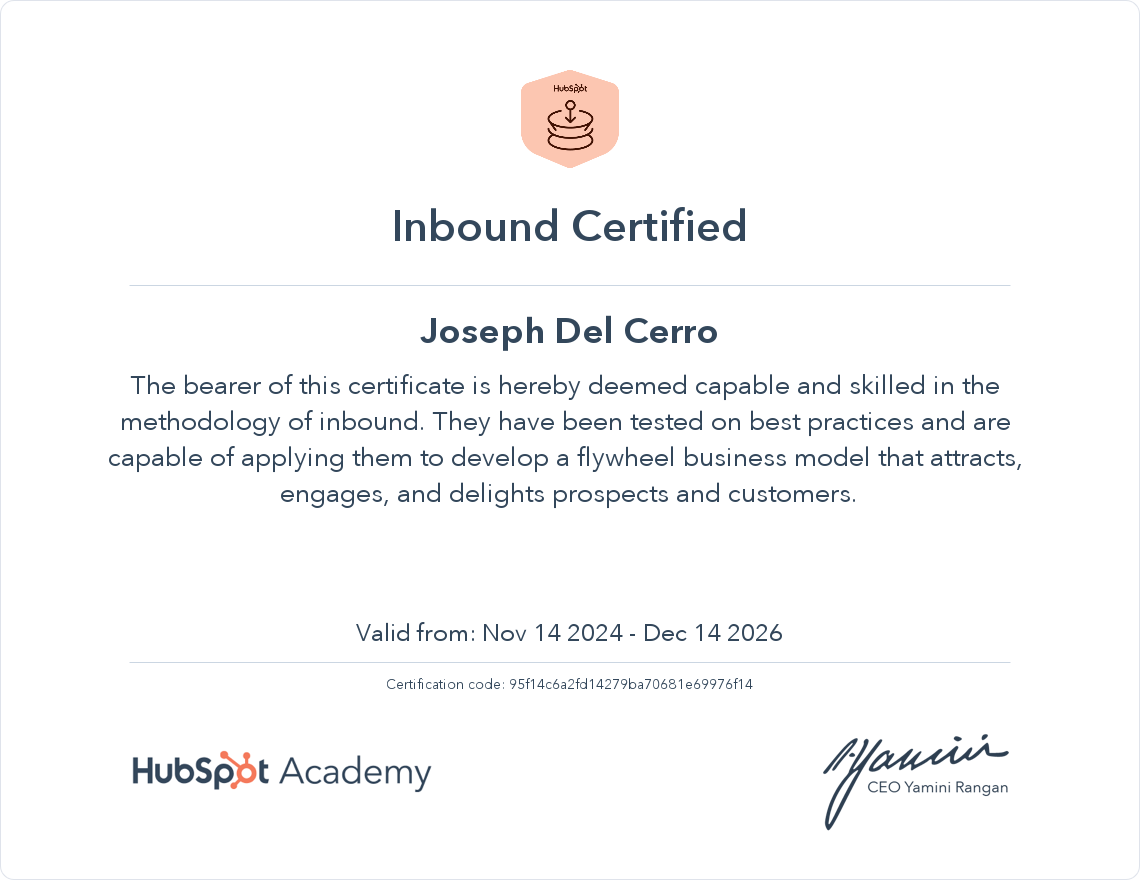 HubSpot Academy Inbound Certification