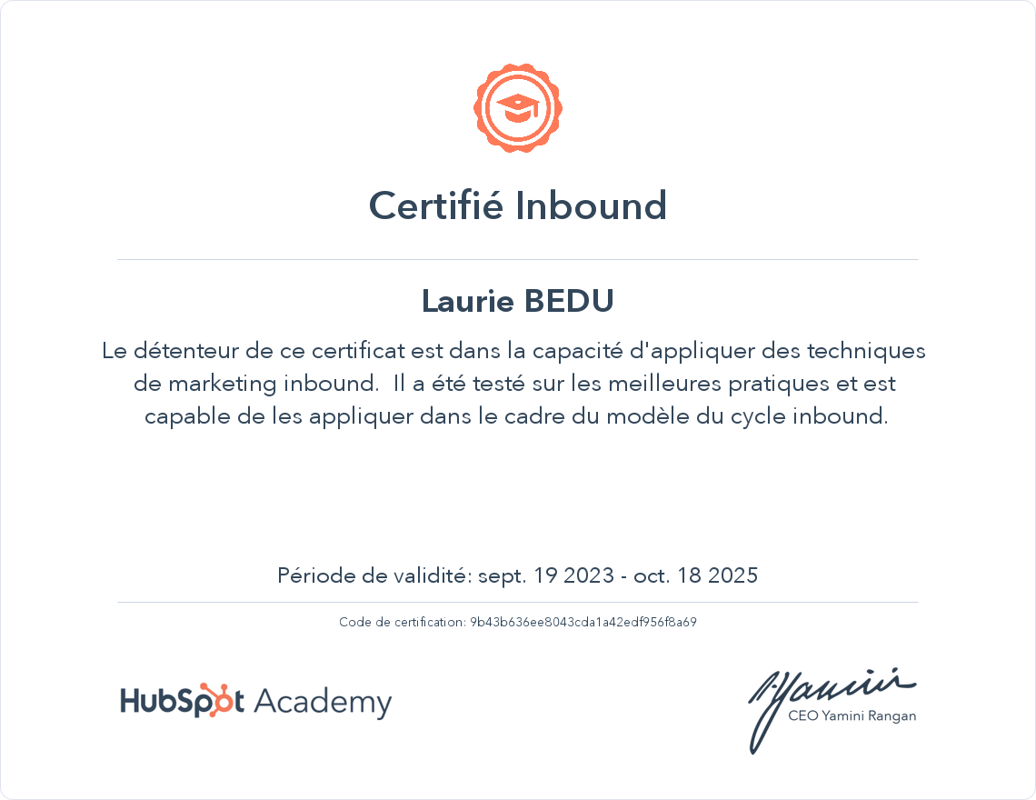 Certification Inbound de HubSpot Academy