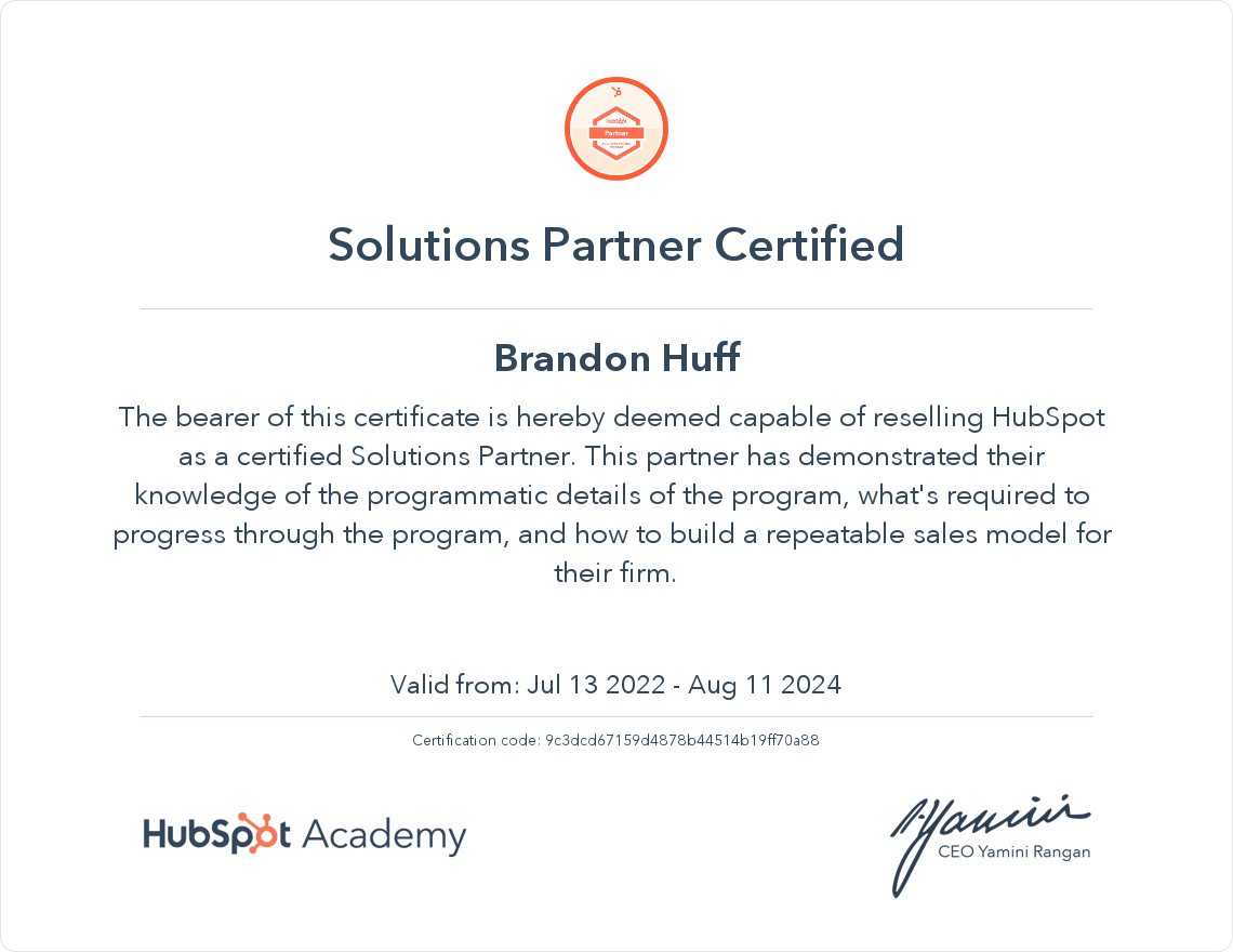 HubSpot Academy HubSpot Solutions Partner Certification