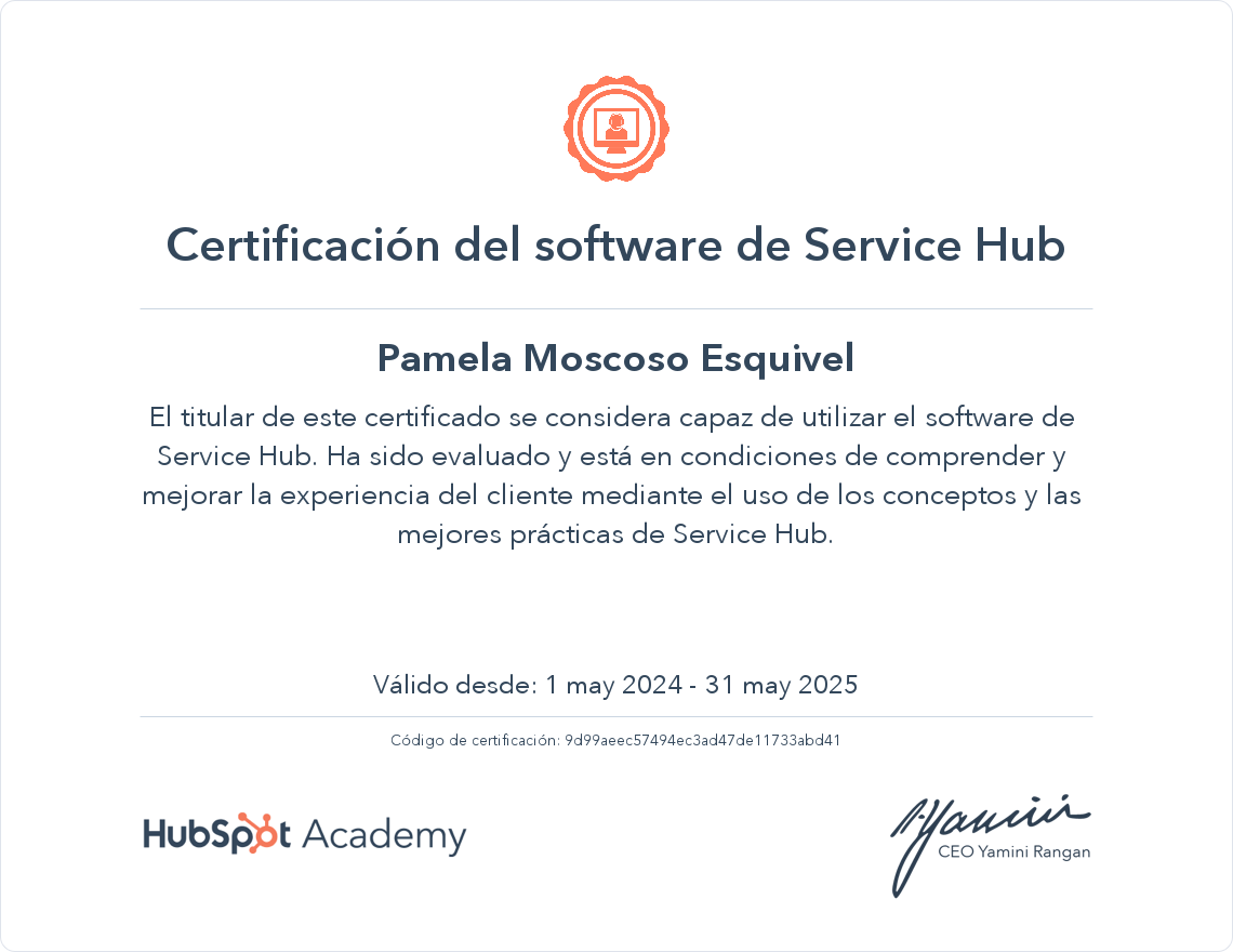 HubSpot Academy Software de Service Hub Certification