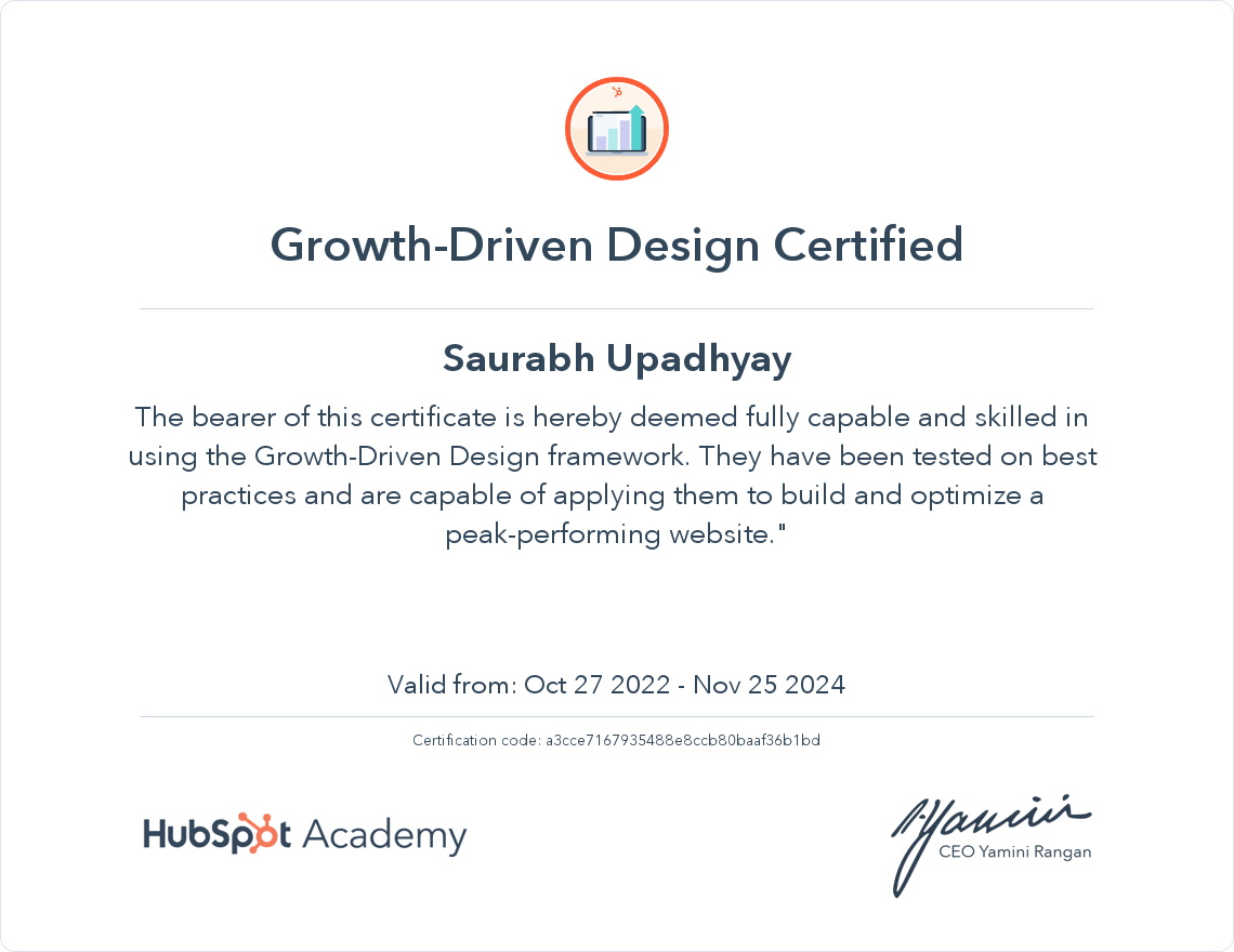 HubSpot Academy Growth-Driven Design Certification