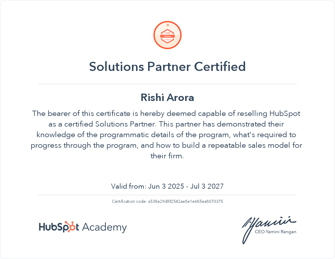HubSpot Academy HubSpot Solutions Partner Certification