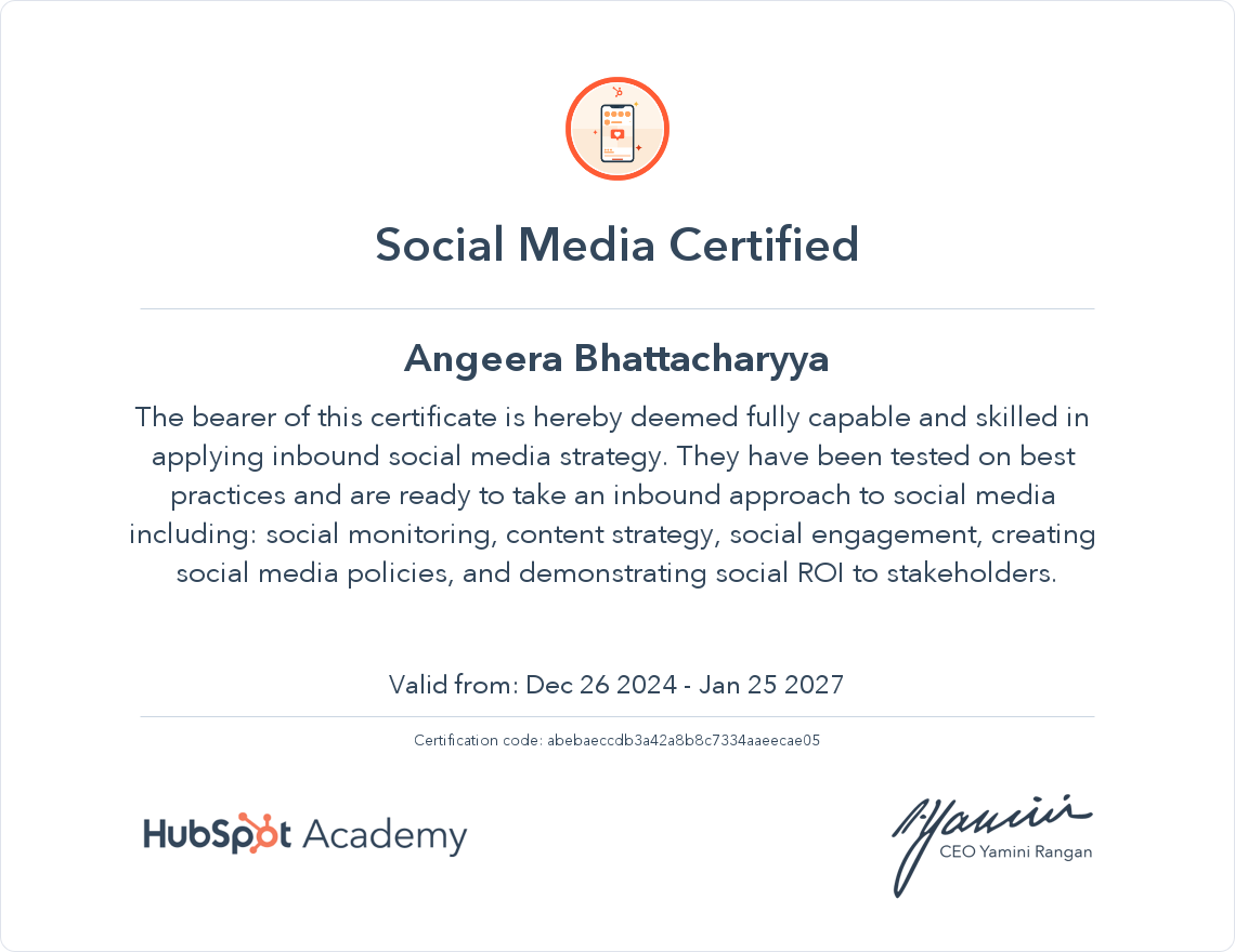 HubSpot Academy Social Media Marketing Certification