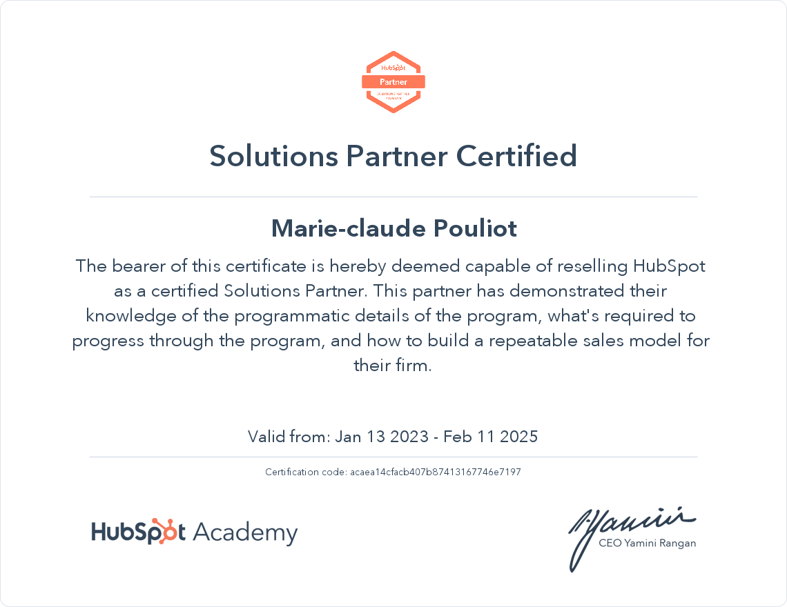 HubSpot Academy HubSpot Solutions Partner Certification