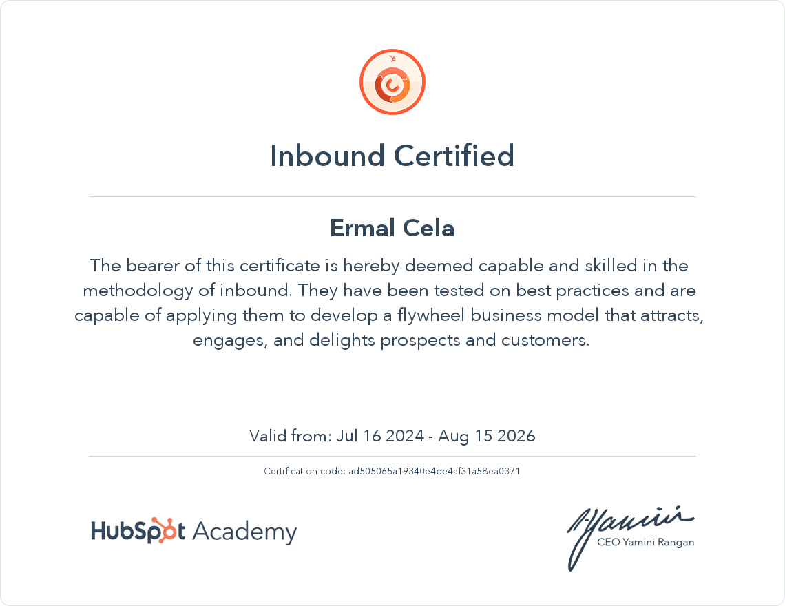 HubSpot Academy Inbound Certification