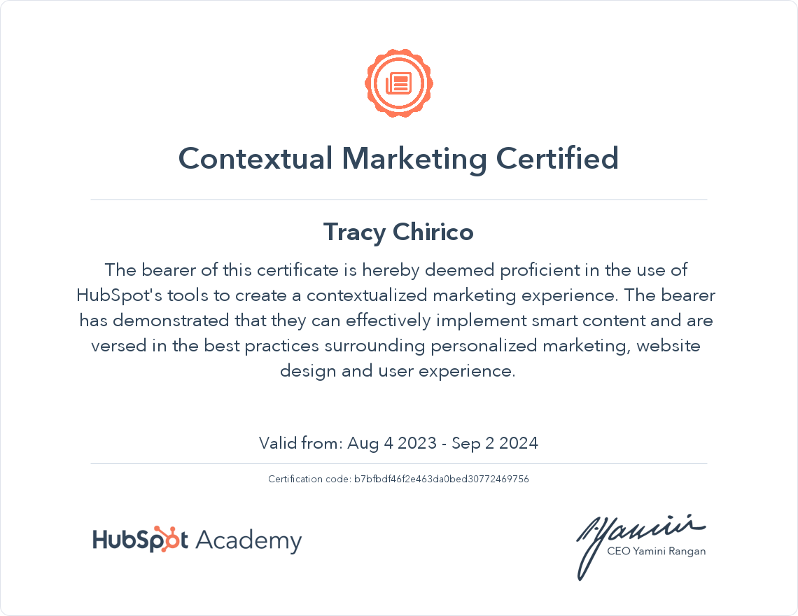 HubSpot Academy Contextual Marketing Certification