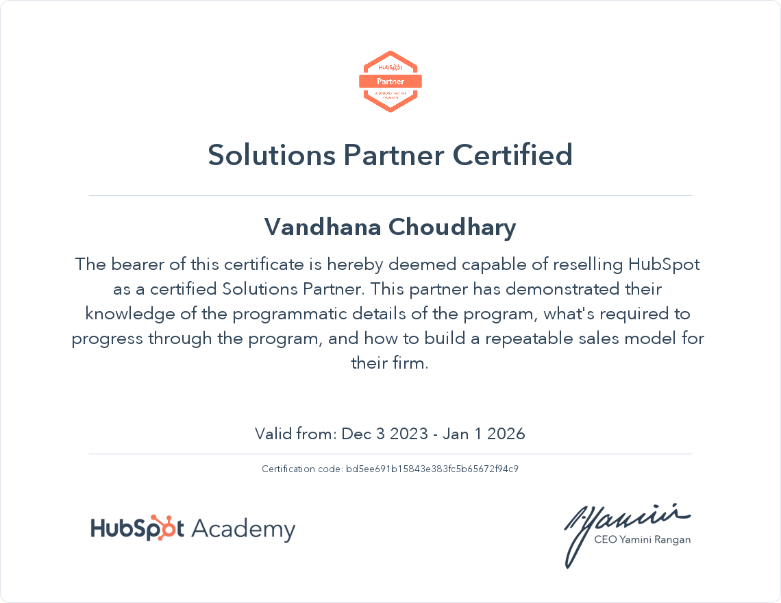 HubSpot Academy HubSpot Solutions Partner Certification