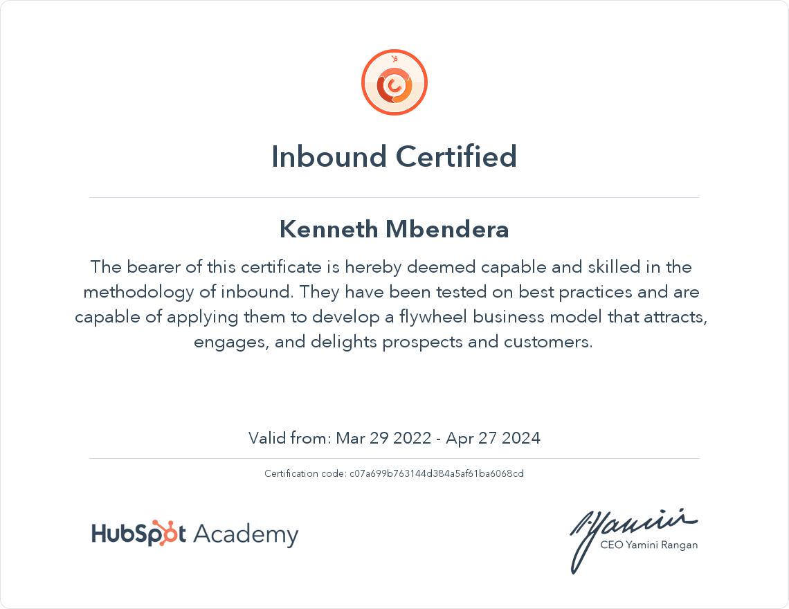 HubSpot Academy Inbound Certification