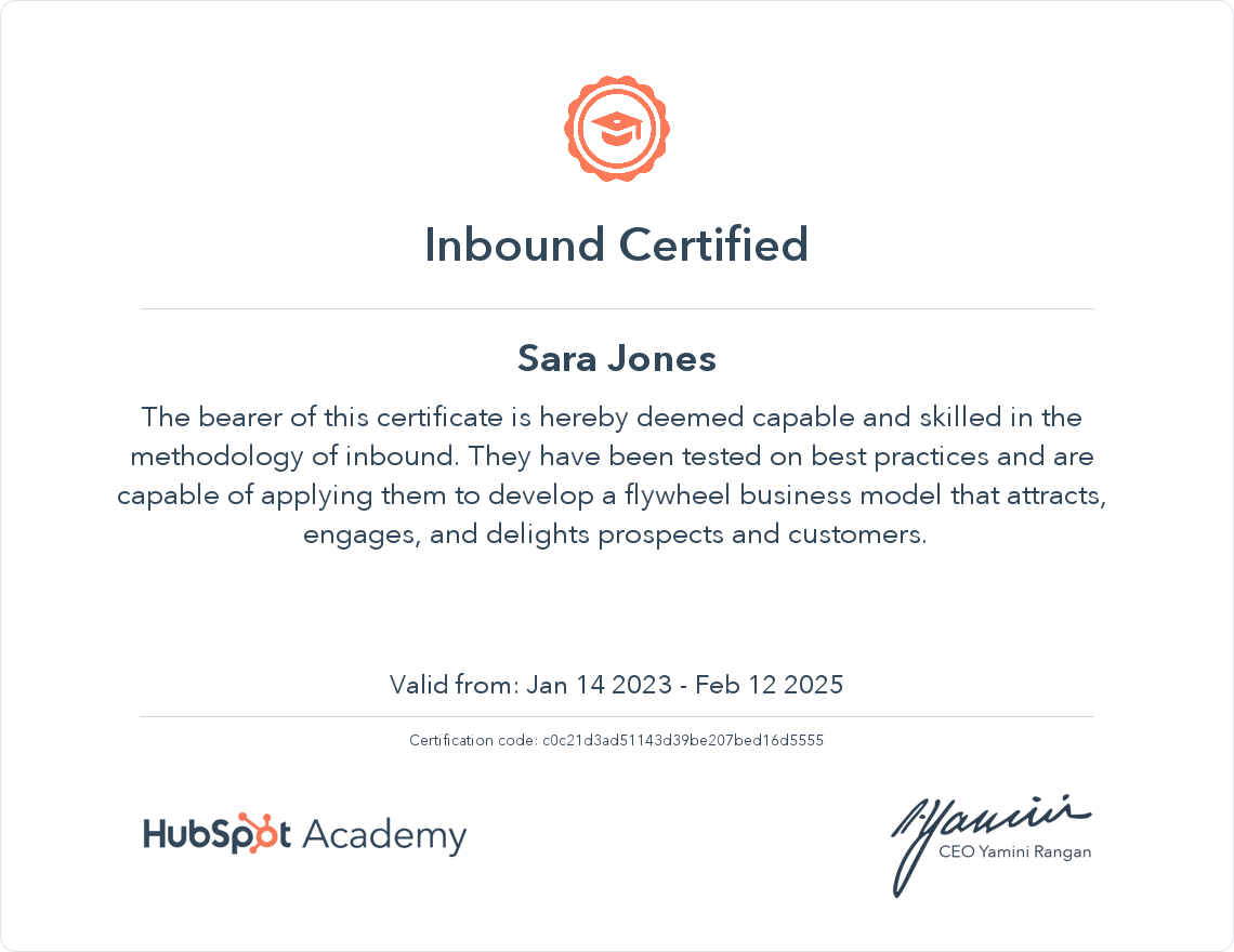 HubSpot Academy Inbound Certification