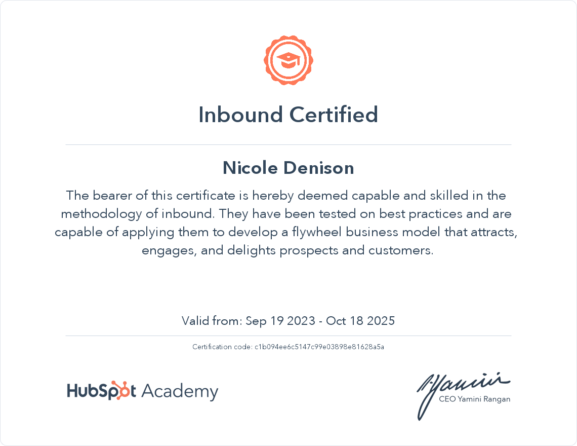 HubSpot Academy Inbound Certification