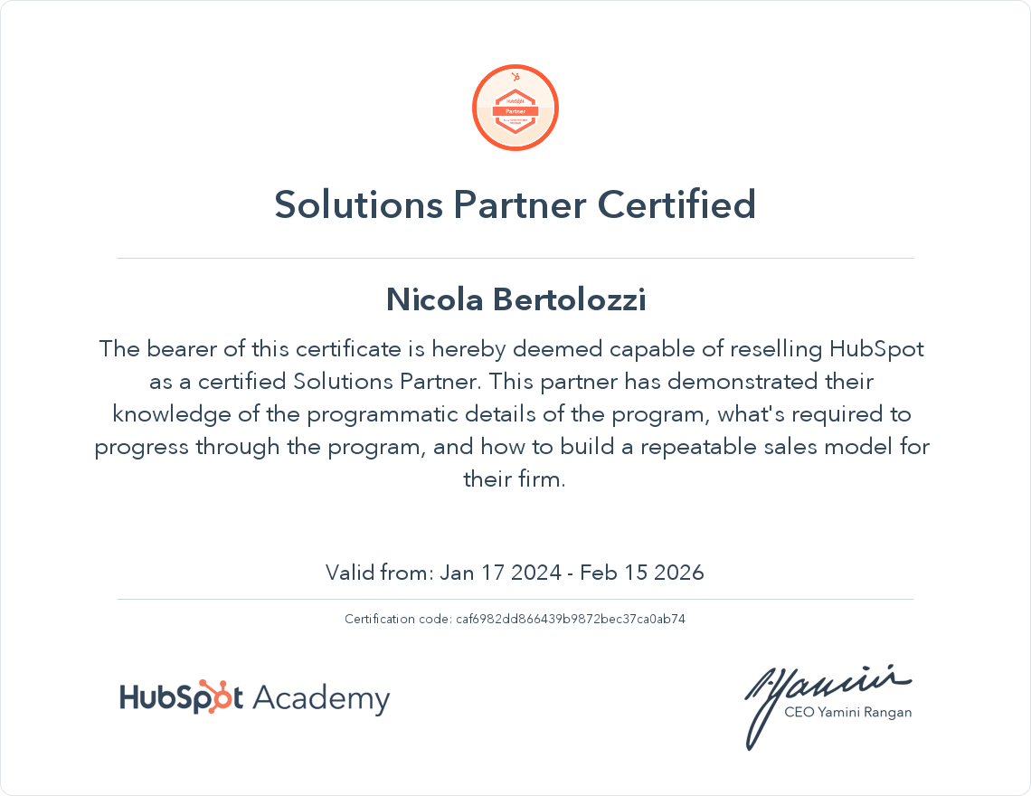 HubSpot Academy HubSpot Solutions Partner Certification