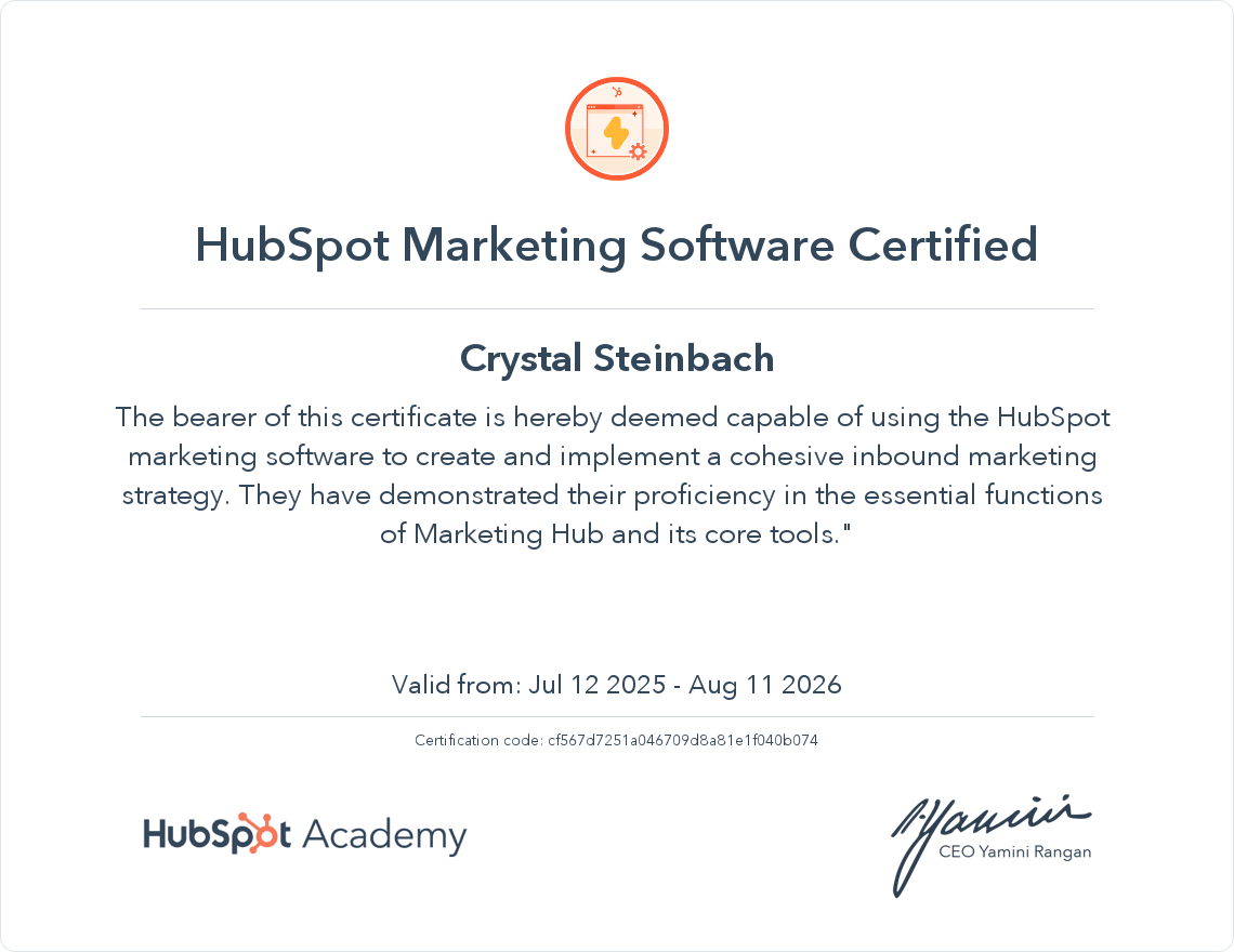 HubSpot Academy HubSpot Marketing Software Certification