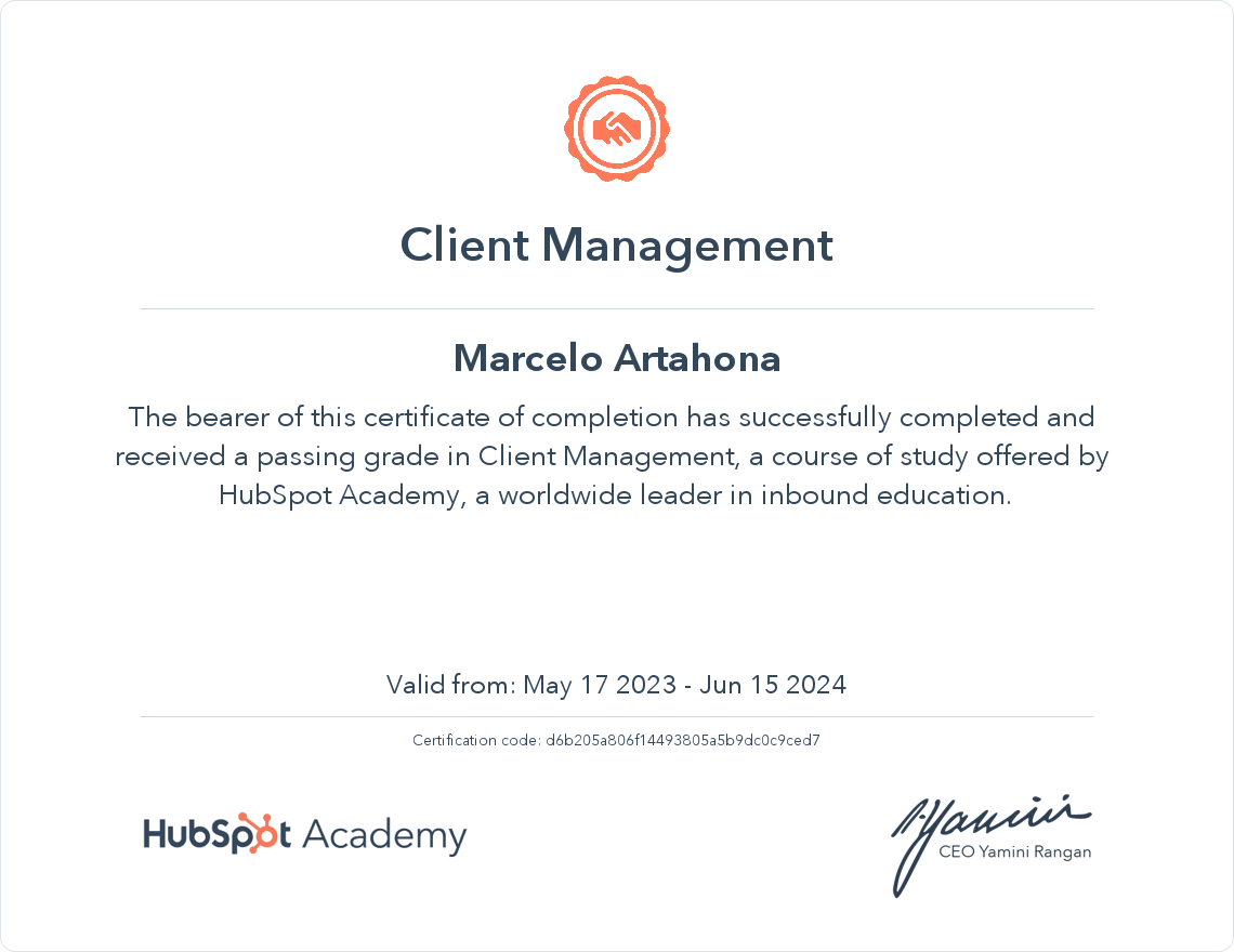 HubSpot Academy Client Management Certification