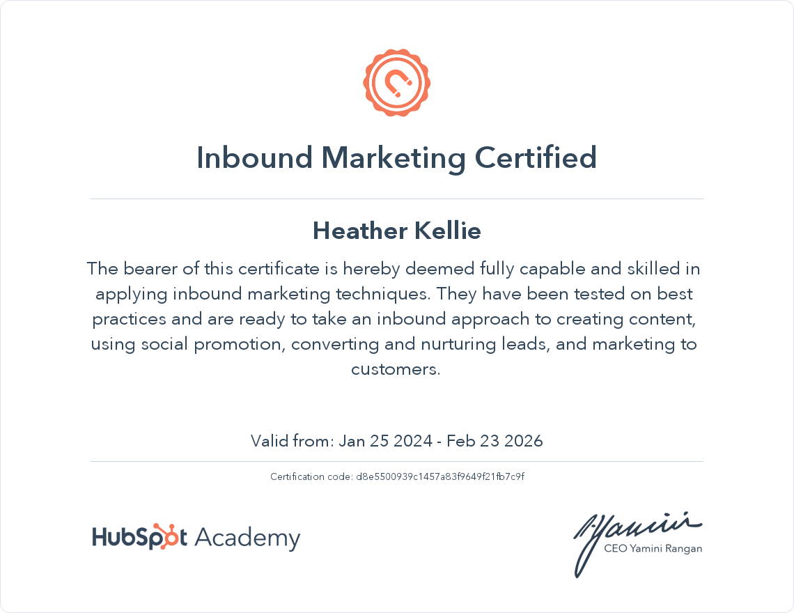 HubSpot Academy Inbound Marketing Certification