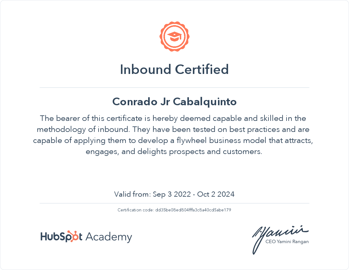 HubSpot Academy Inbound Certification