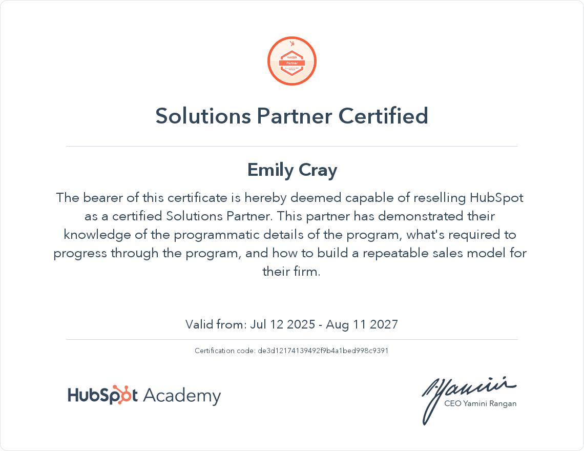 HubSpot Academy HubSpot Solutions Partner Certification