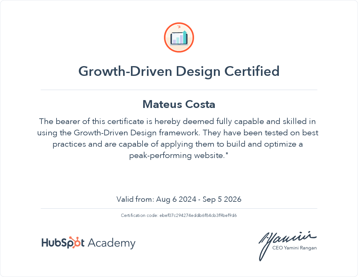 HubSpot Academy Growth-Driven Design Certification
