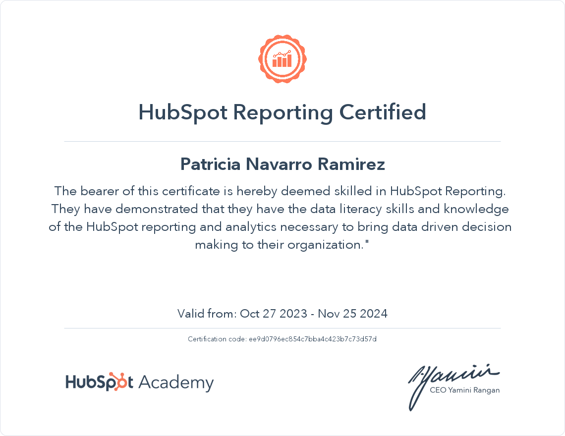 HubSpot Academy HubSpot Reporting Certification
