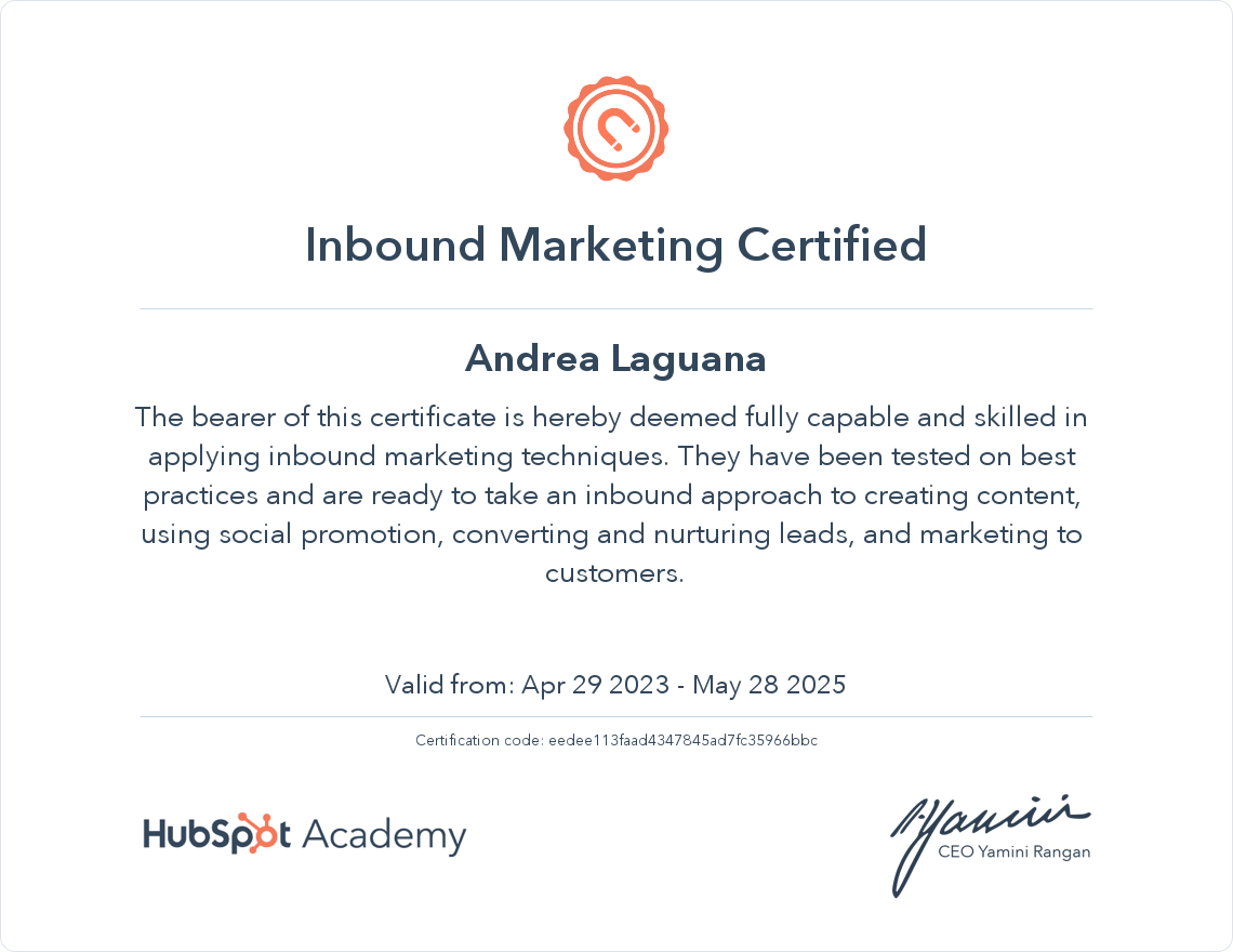HubSpot Academy Inbound Marketing Certification