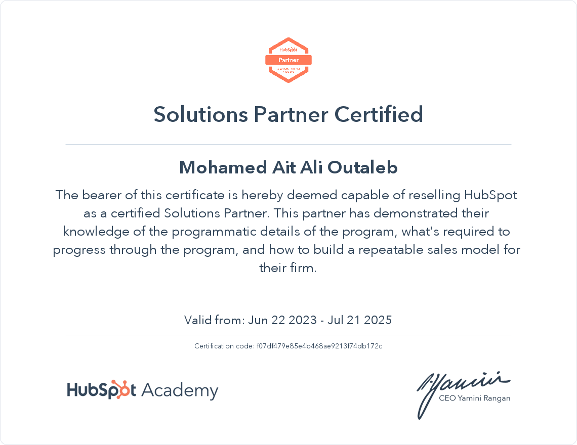 HubSpot Academy HubSpot Solutions Partner Certification