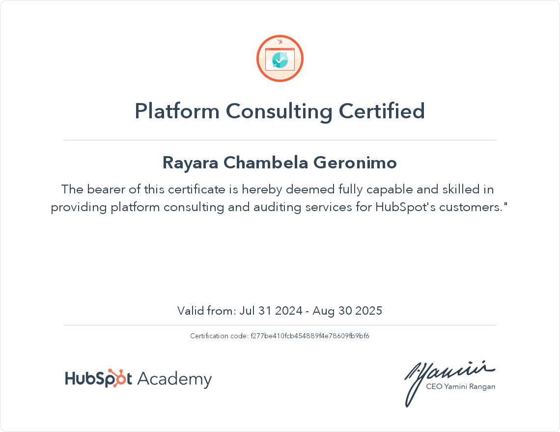 HubSpot Academy Platform Consulting Certification