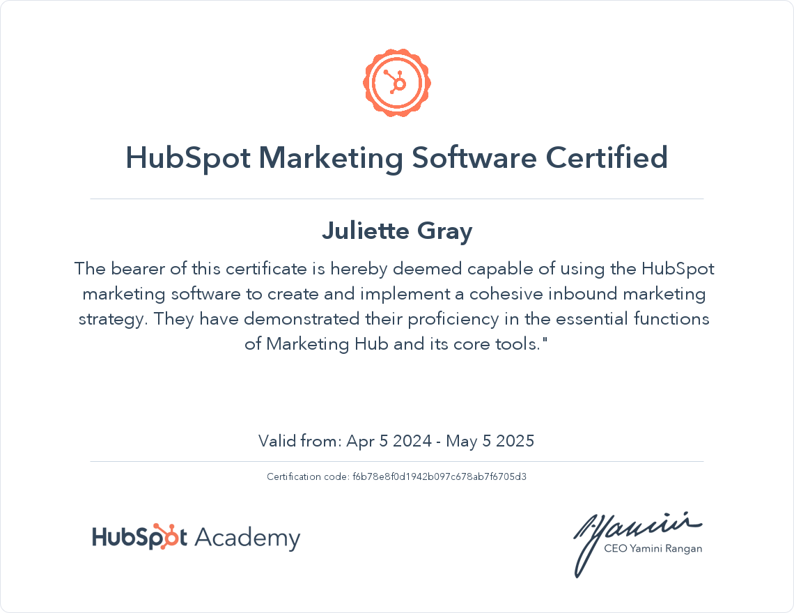 HubSpot Academy HubSpot Marketing Software Certification