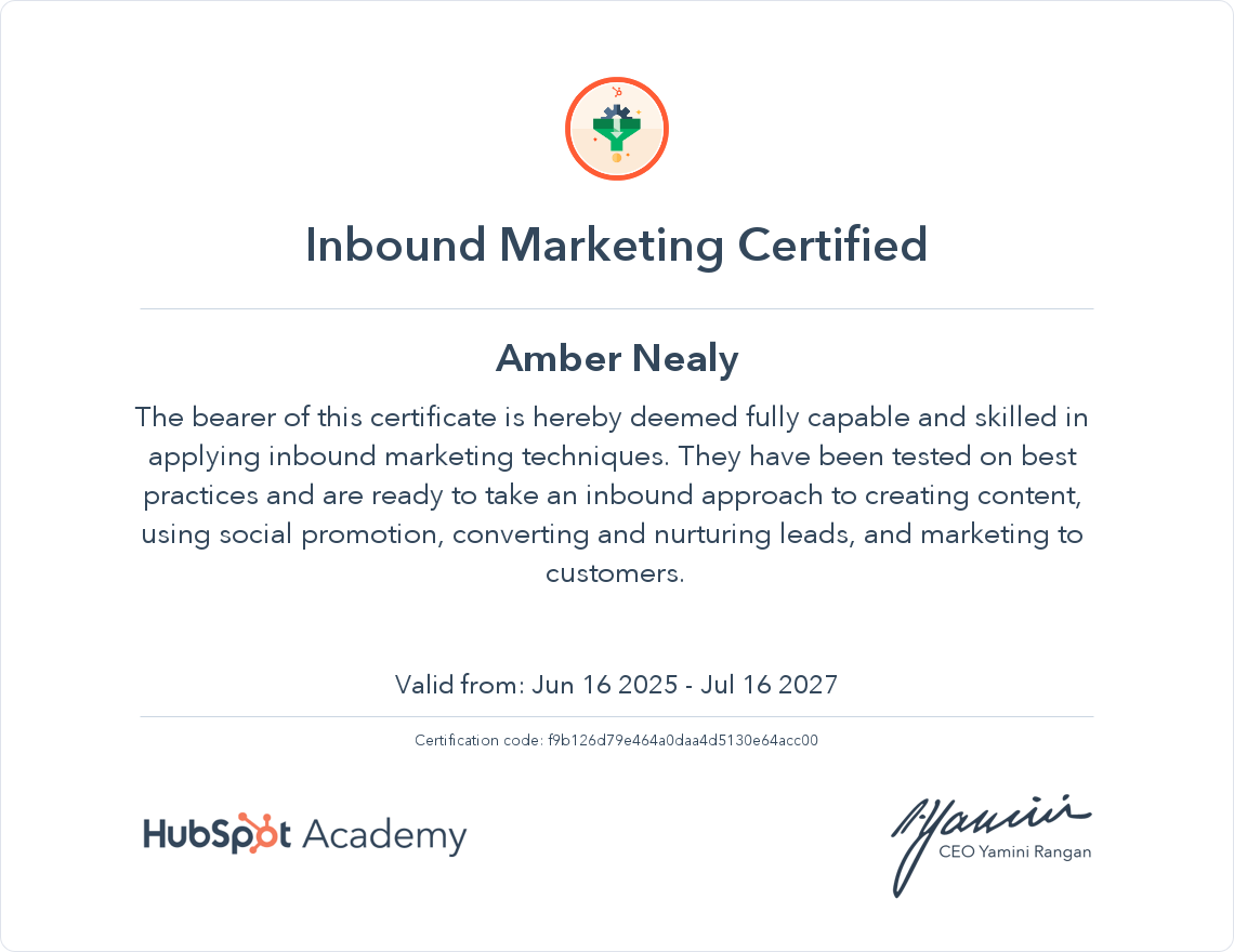 HubSpot Academy Inbound Marketing Certification