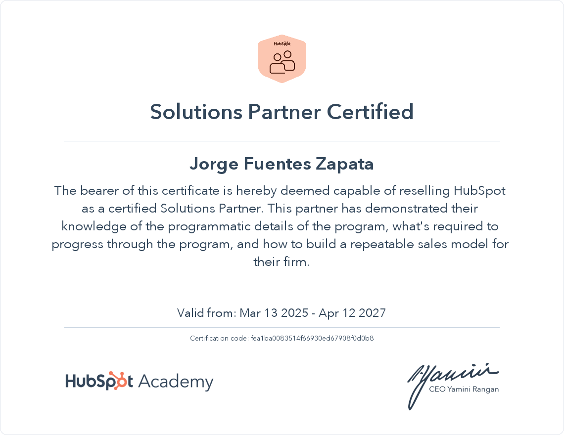 HubSpot Academy HubSpot Solutions Partner Certification